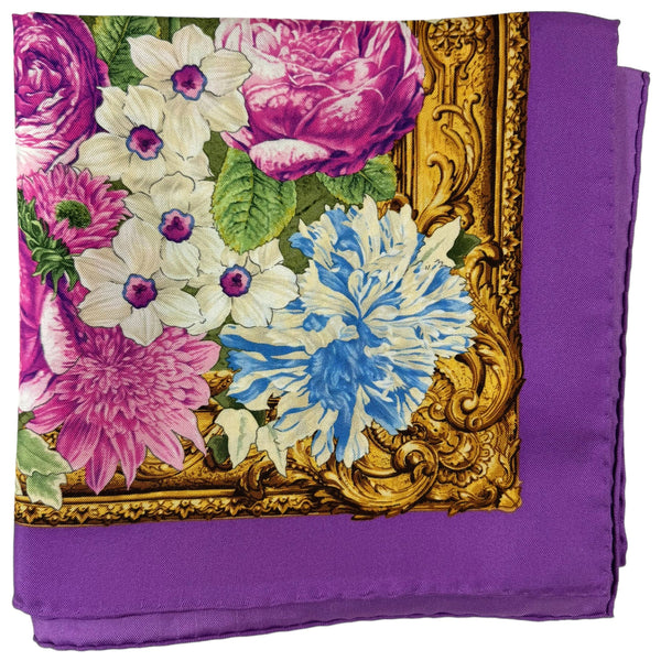 Rubinacci Silk Scarf Floral Purple Gold Villa Lucia - Square Foulard ...