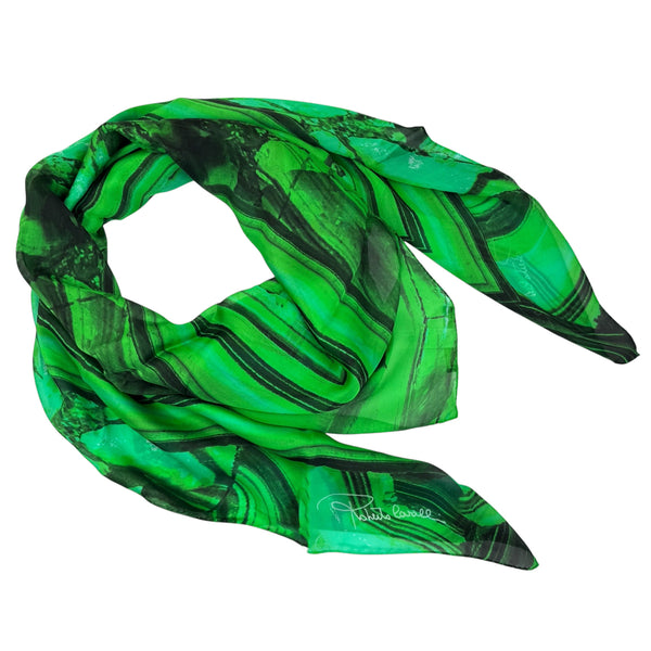 Roberto Cavalli Scarf Bright Green Black Malachite-Effect - Extra Larg ...