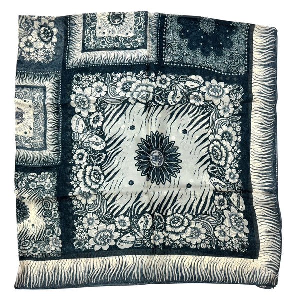 Roberto Cavalli Scarf Floral Patch - Extra Large Square Shawl - Como Milano