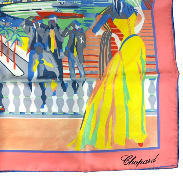 Chopard Scarf Pink Abstract Signature Riviera Design - Twill Silk Squa ...