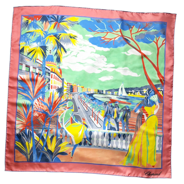 Chopard Scarf Pink Abstract Signature Riviera Design - Twill Silk Squa ...
