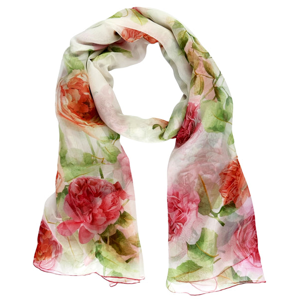 Chopard Scarf Rose De Caroline Floral - Extra Large Chiffon Silk Shawl ...