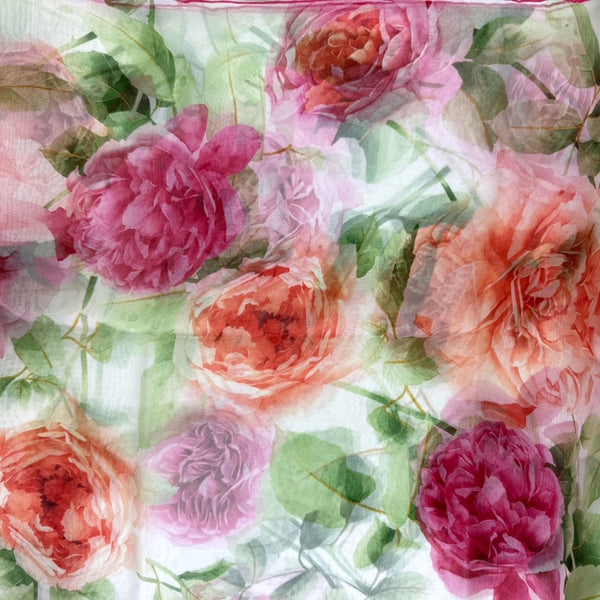 Chopard Scarf Rose De Caroline Floral - Extra Large Chiffon Silk Shawl ...