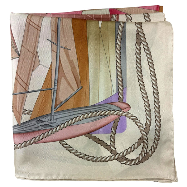 Salvatore Ferragamo Scarf Sailing Design - Twill Silk Foulard SALE ...