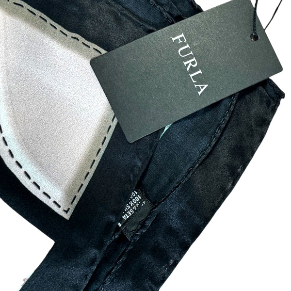 Furla Scarf Black Dark Brown Snakeskin Design - Square Silk Scarf BLAC ...
