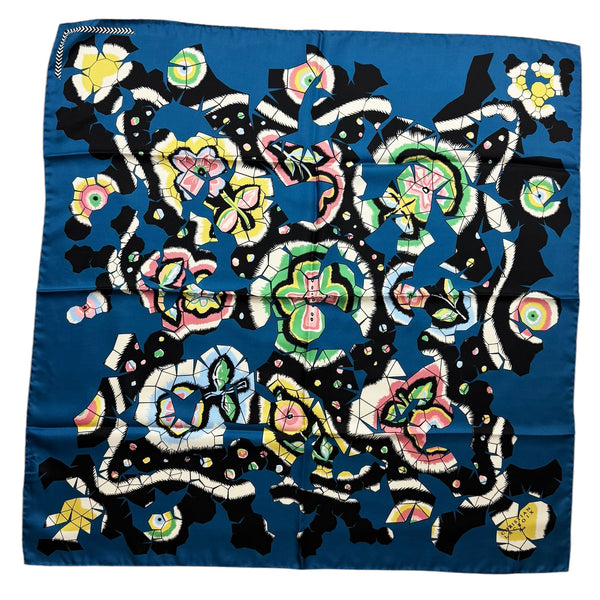 Christian Lacroix Scarf Dark Blue - Square Twill Silk Foulard - Como Milano