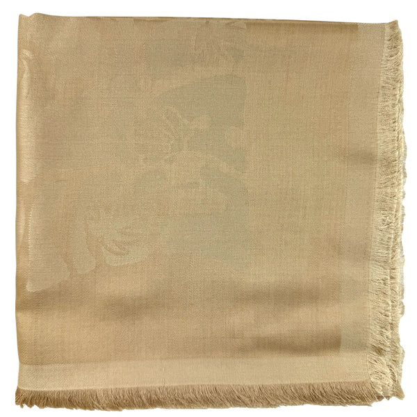 Lanvin Scarf Taupe Island Logo Design - Extra Large Square Wool Silk W ...