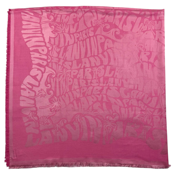 Lanvin Scarf Pink Island Logo Design - Extra Large Square Wool Silk Wr ...