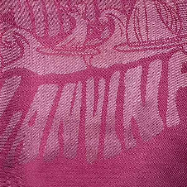 Lanvin Scarf Pink Island Logo Design - Extra Large Square Wool Silk Wr ...