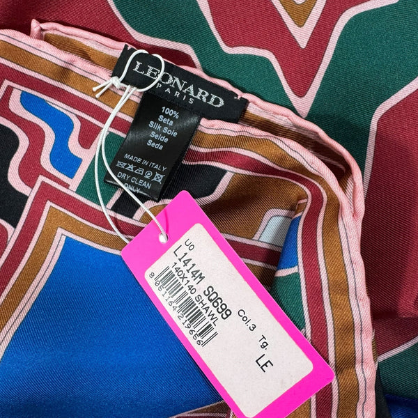 Leonard Paris Scarf Royal Blue Green Design - Large 55 Inch Square Twi ...