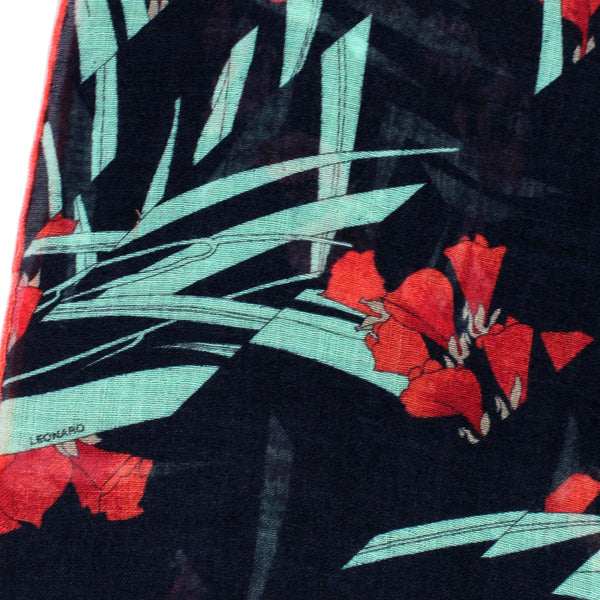 Leonard Scarf Black Green Orange Floral - Cashmere Silk Shawl BLACK FR ...