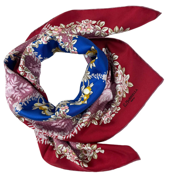 E. Marinella Scarf Maroon Dust Pink Navy Design - Twill Silk Square Fo ...