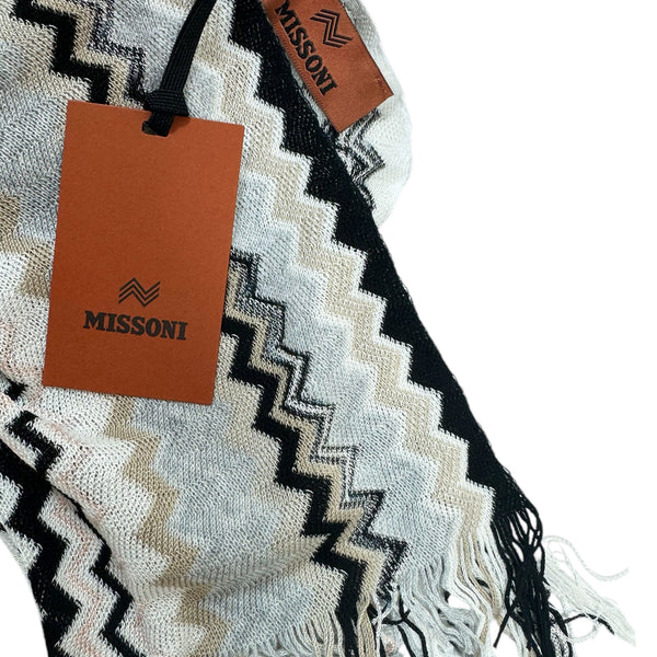 Missoni Scarf Gray Taupe Black Zig Zag Pattern - Women Designer Shawl ...