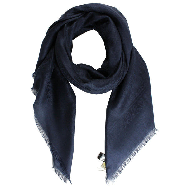 Elie Saab Scarf Navy Royal Design - Extra Large 55 Inch Square Wool Si ...