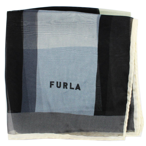 Furla Scarf Gray Black Design - Extra Large 47" Square Chiffon Silk Sh ...